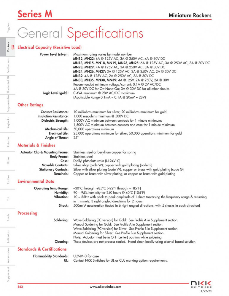 NKK Switches MN series document page 1