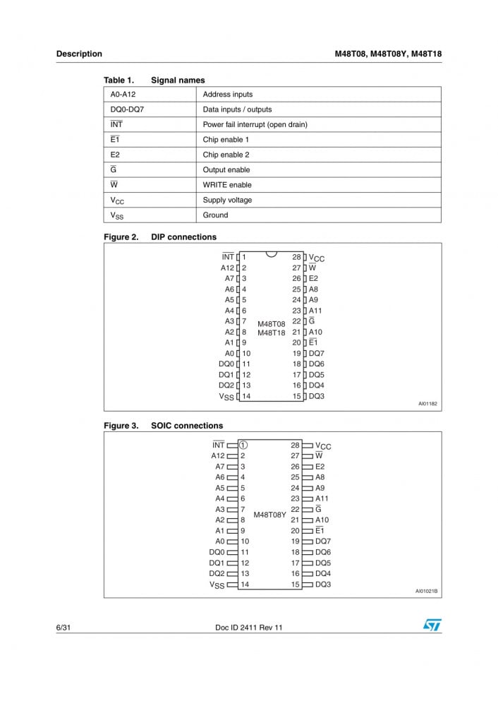M48T08-150PC1 datasheet page 6