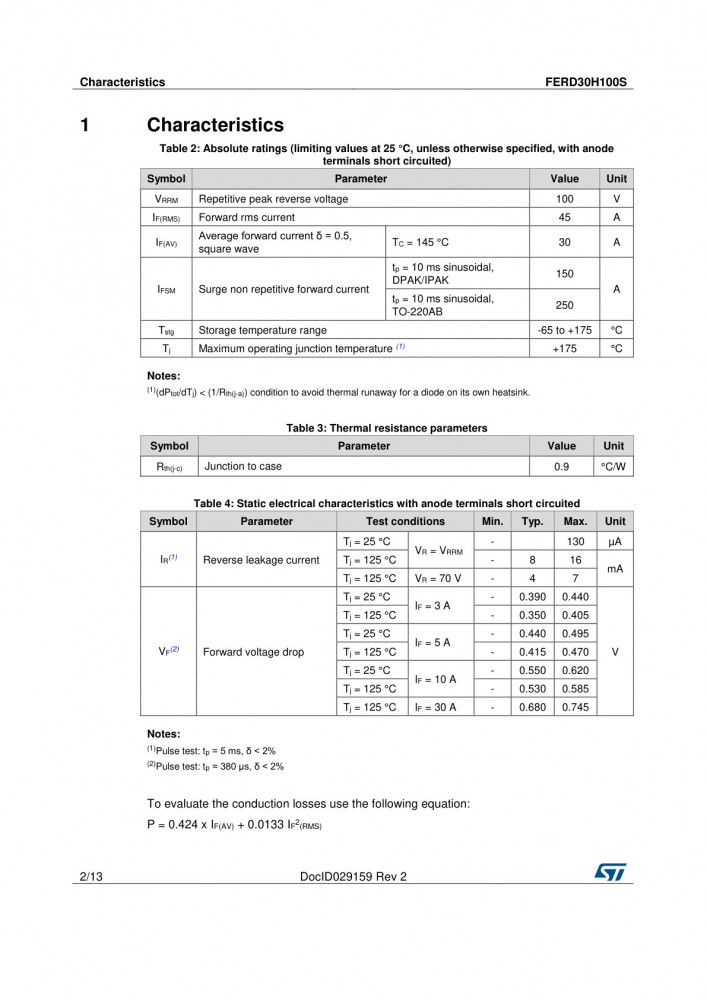 FERD30H100SB-TR datasheet page 2