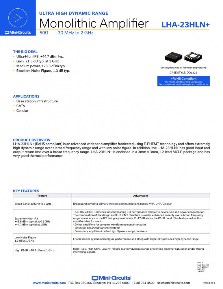 LHA-23HLN+ datasheet page 1