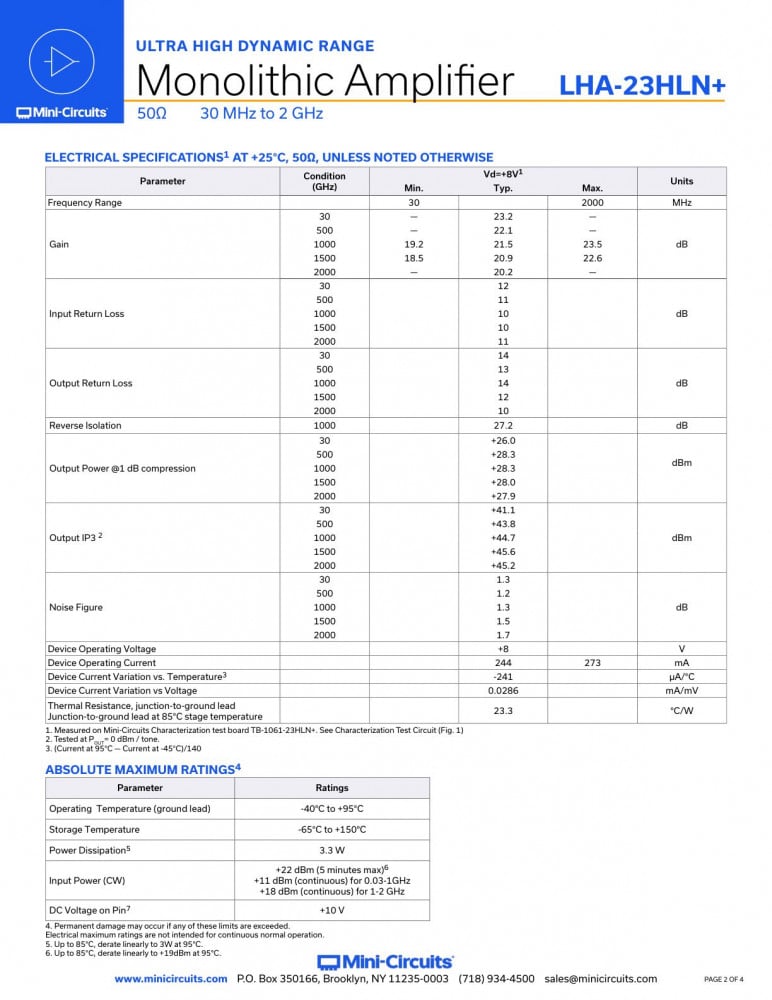 LHA-23HLN+ datasheet page 2