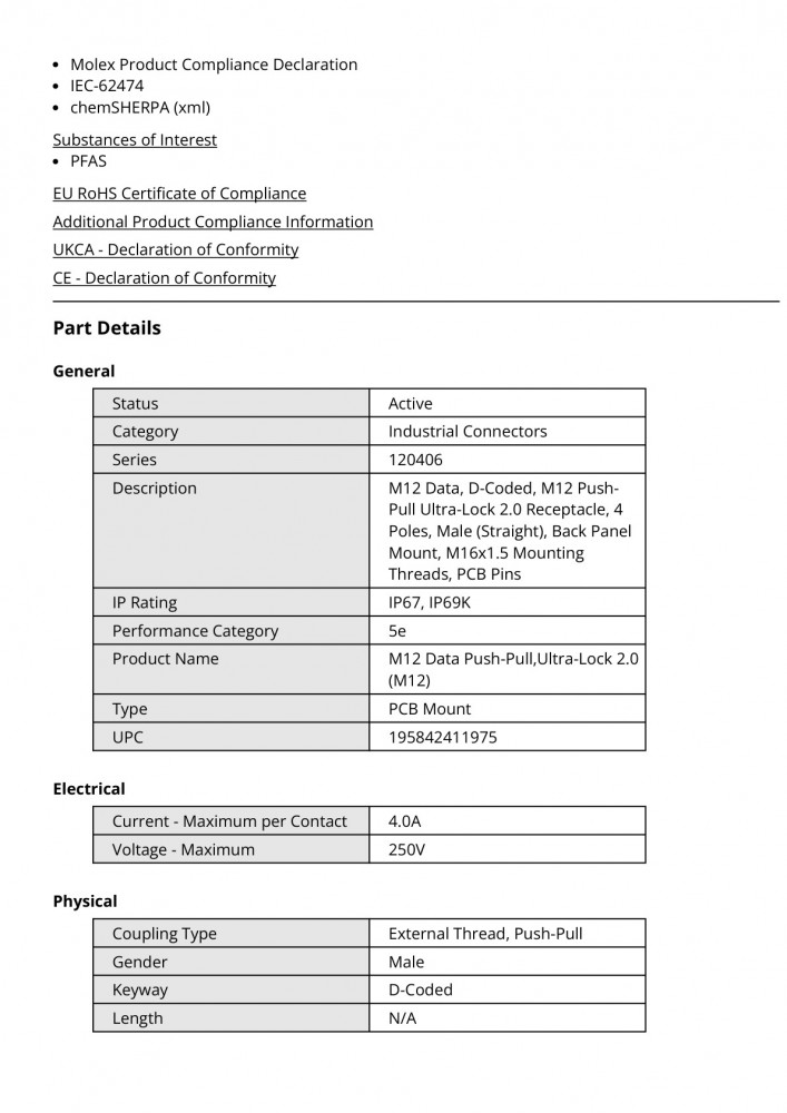 Molex Ultra Lock M12 product specification page 2