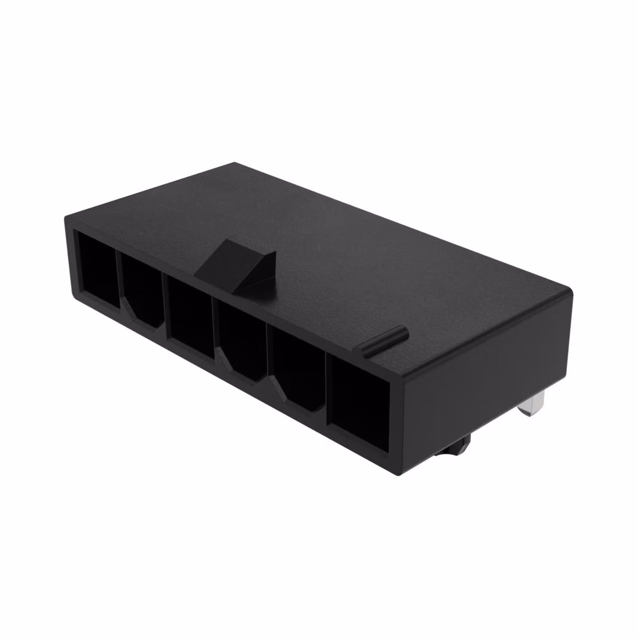 Mini-Fit Jr. Header, Single Row, Right-Angle, with Snap-in Plastic Peg PCB Lock, 6 Circuits, UL 94V-0, Glow Wire, Tin (Sn) Plating, Black, Tray for sale