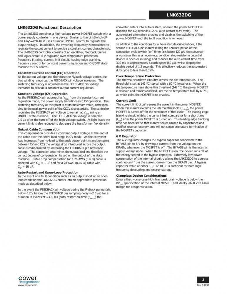 LNK632DG-TL datasheet page 3