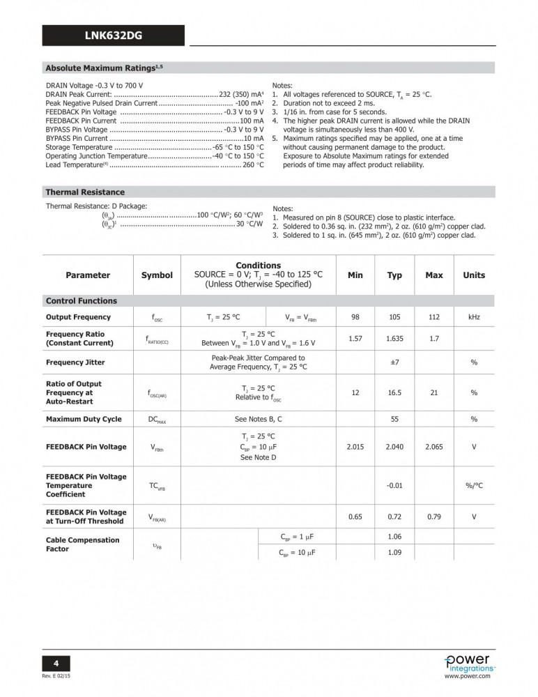 LNK632DG-TL datasheet page 4