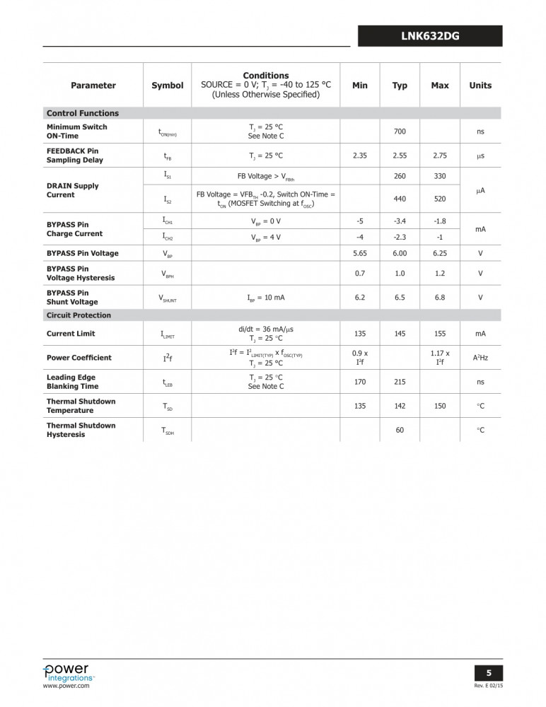 LNK632DG-TL datasheet page 5