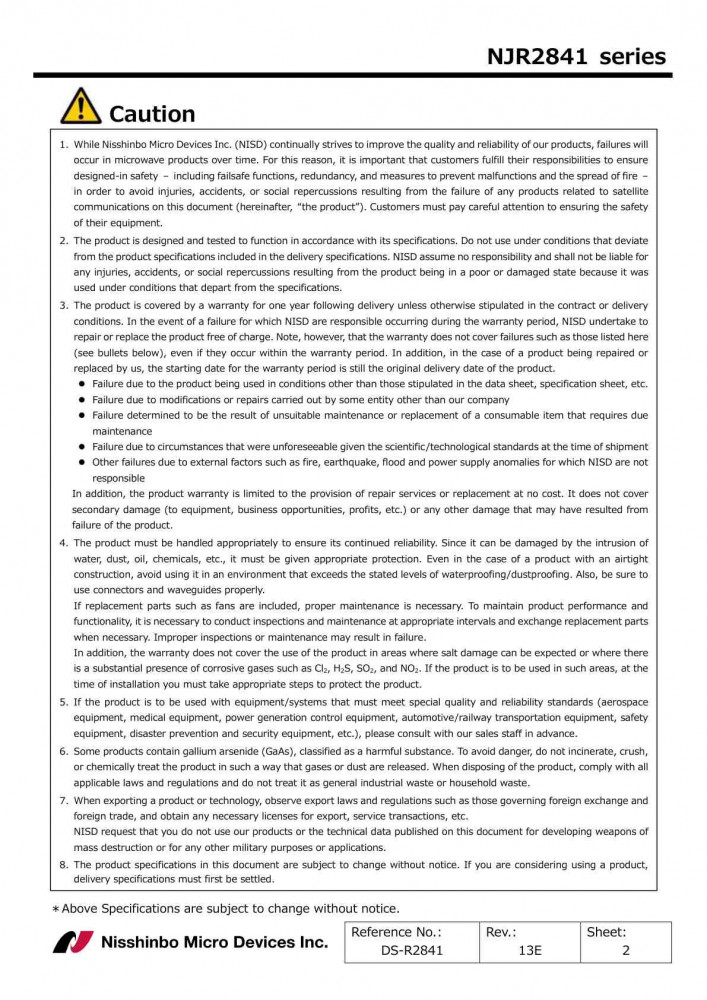 NJR2841 series datasheet page 2