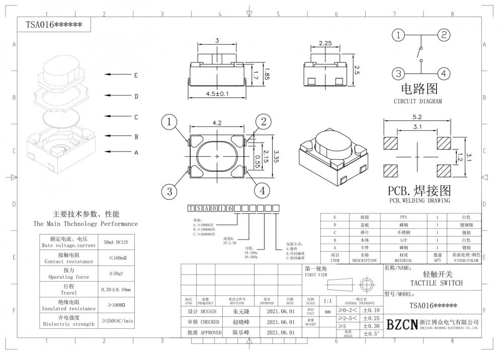 BZCN TSA016C2526A technical document