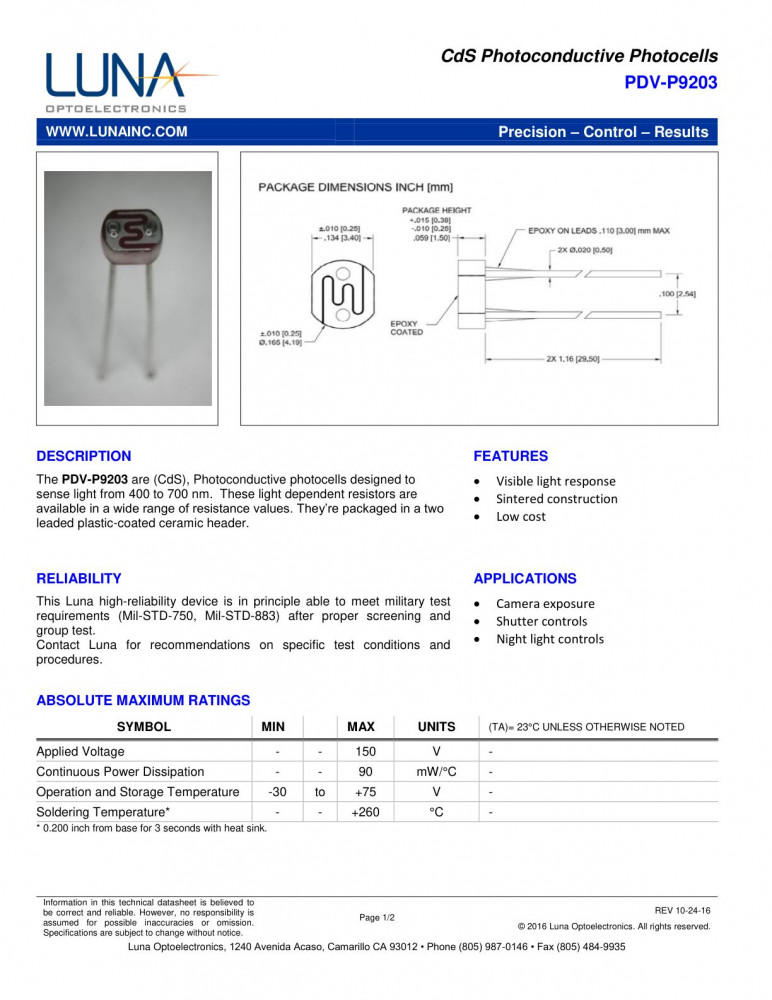 PDV-P9203 document page 1