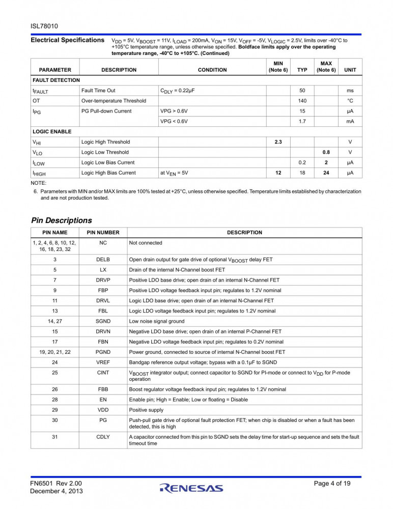 ISL78010ANZ datasheet page 4