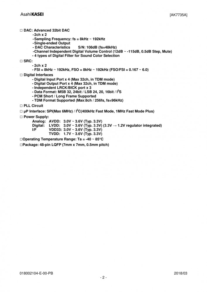 AK7735A document page 2