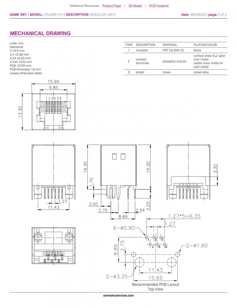 CRJ026-1-TH technical document page 2
