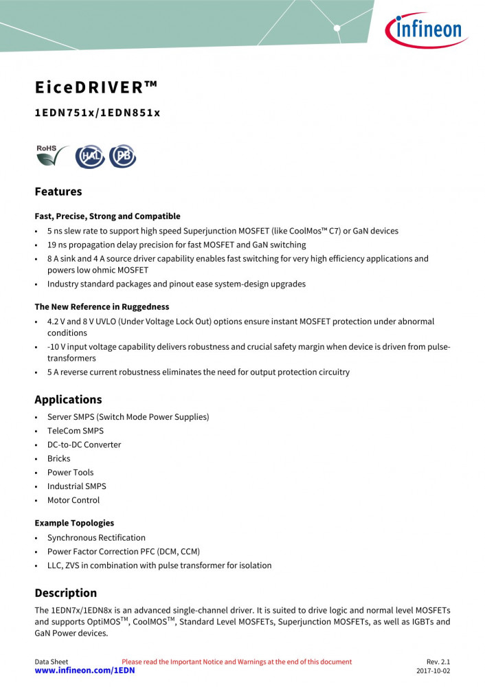 1EDN7512B datasheet page 1