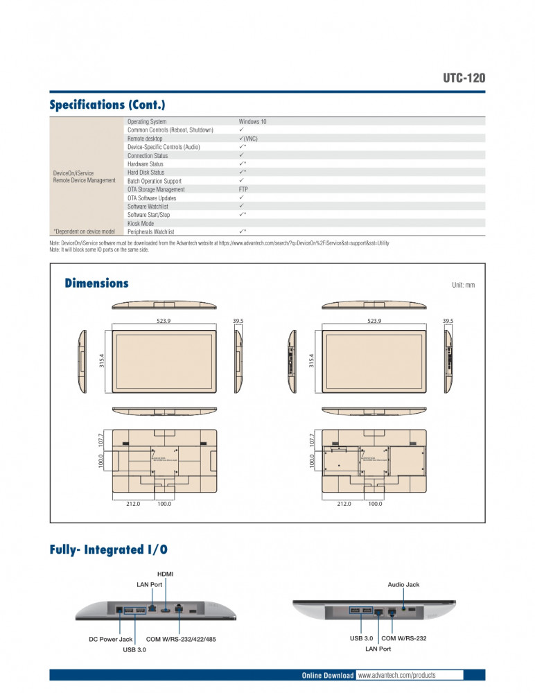 UTC-120G product document page 2