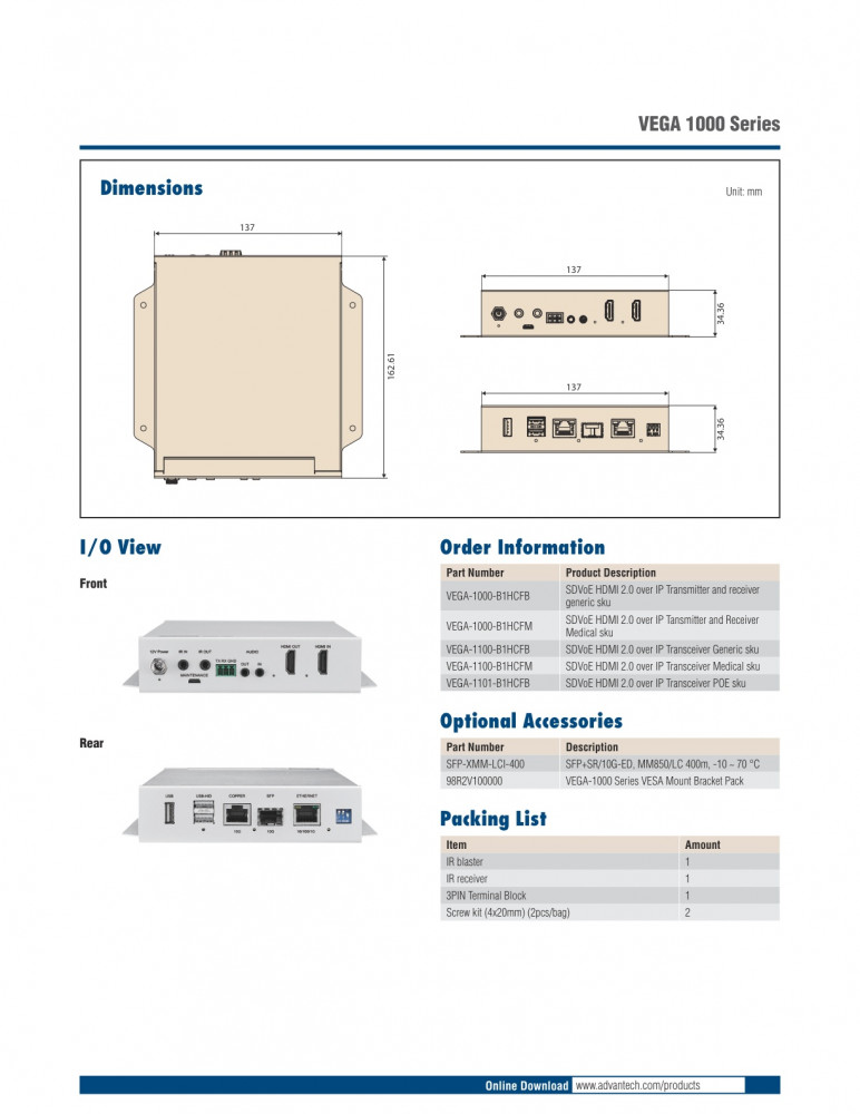 VEGA-1000 series technical document, page 2