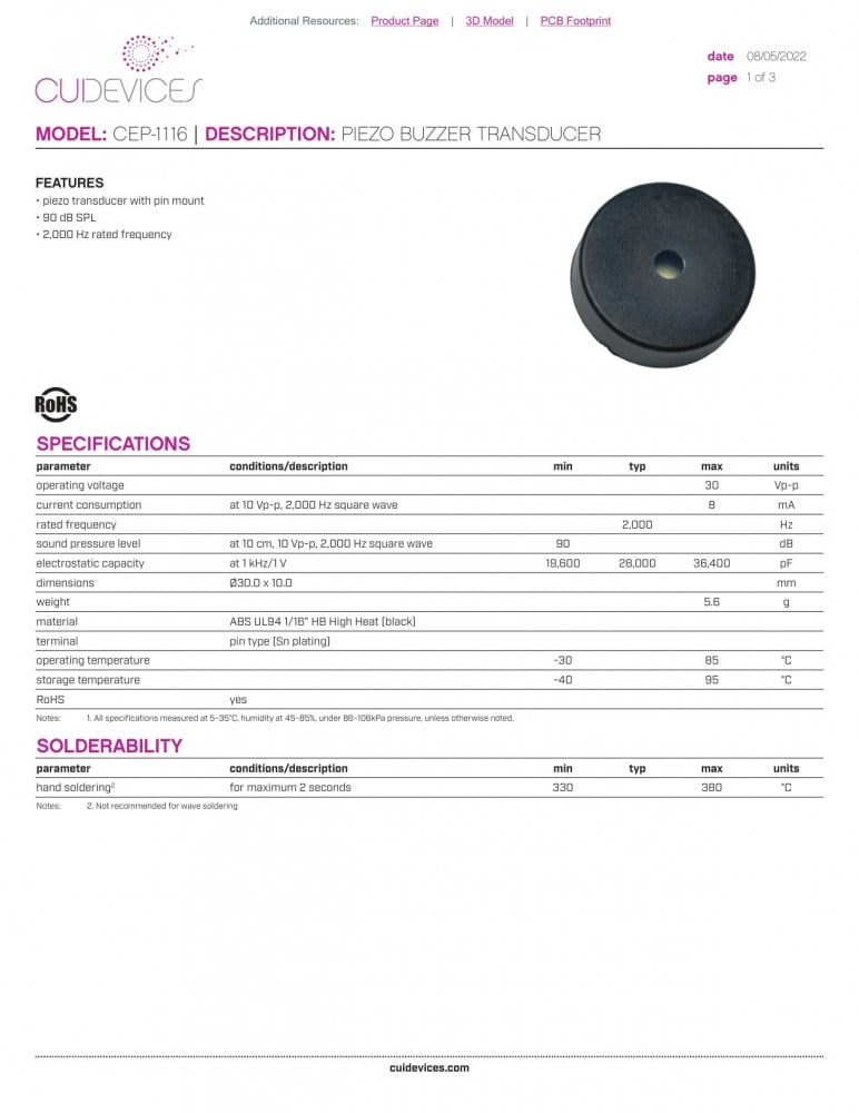 CEP-1116 datasheet page 1