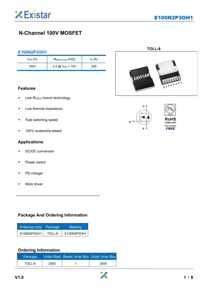 E100N2P3OH1 datasheet page 1