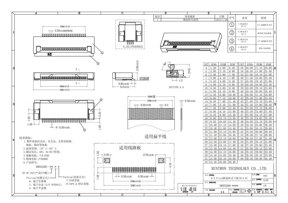 MINTRON XW05200-45 technical document preview