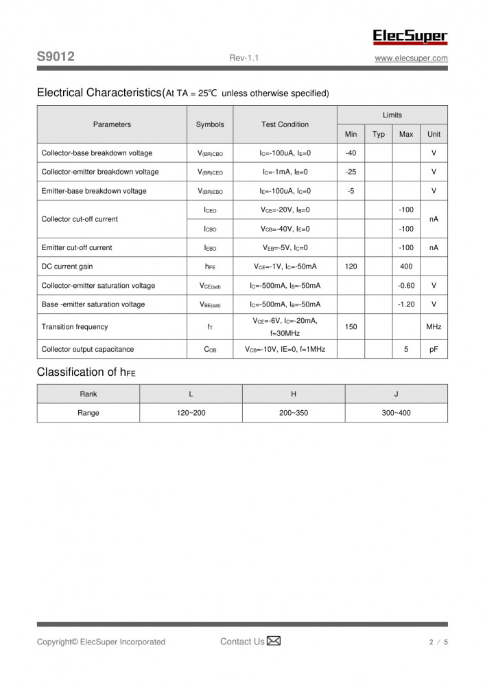 S9012 datasheet page 2