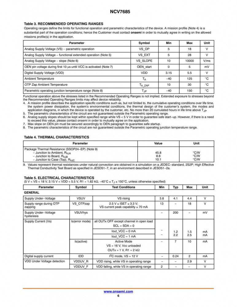 NCV7685 document page 6