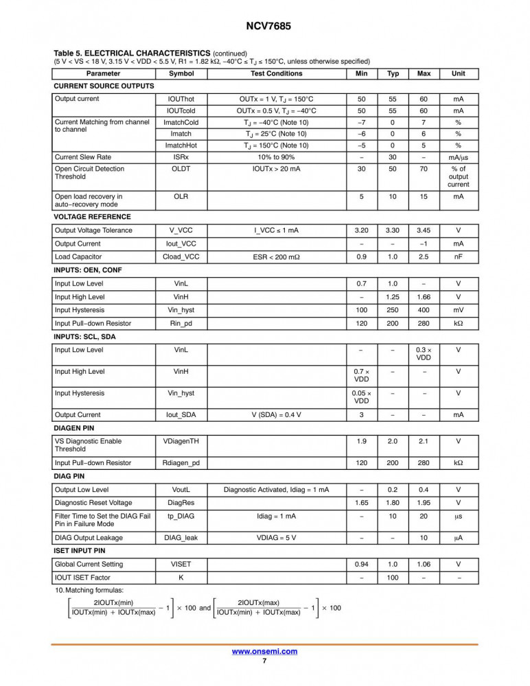 NCV7685 document page 7