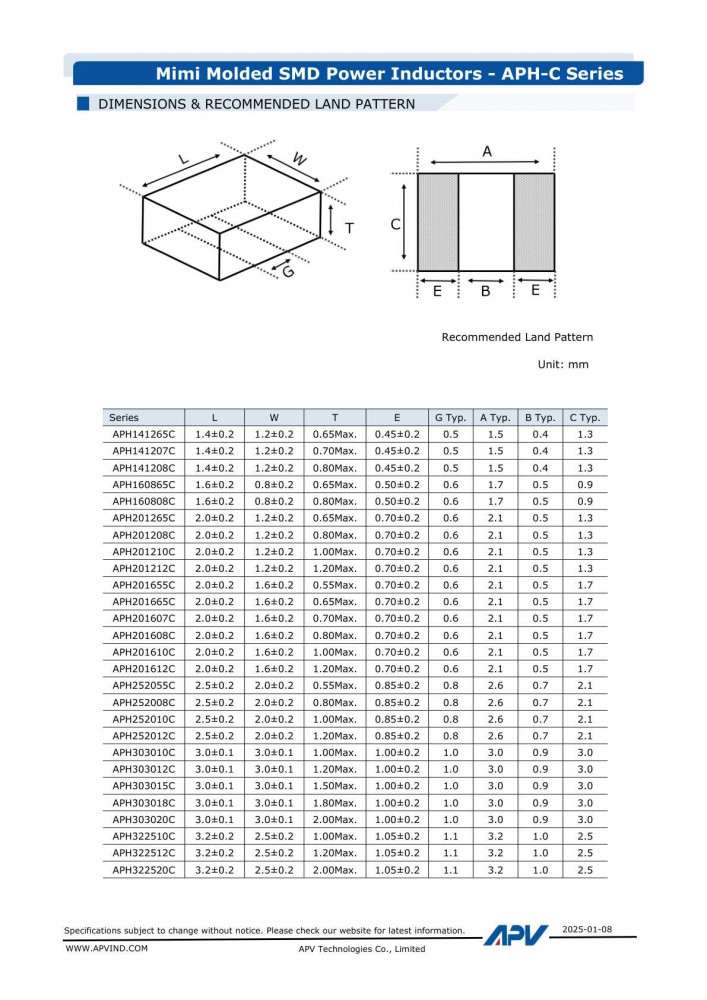 APV APH-C datasheet page 2
