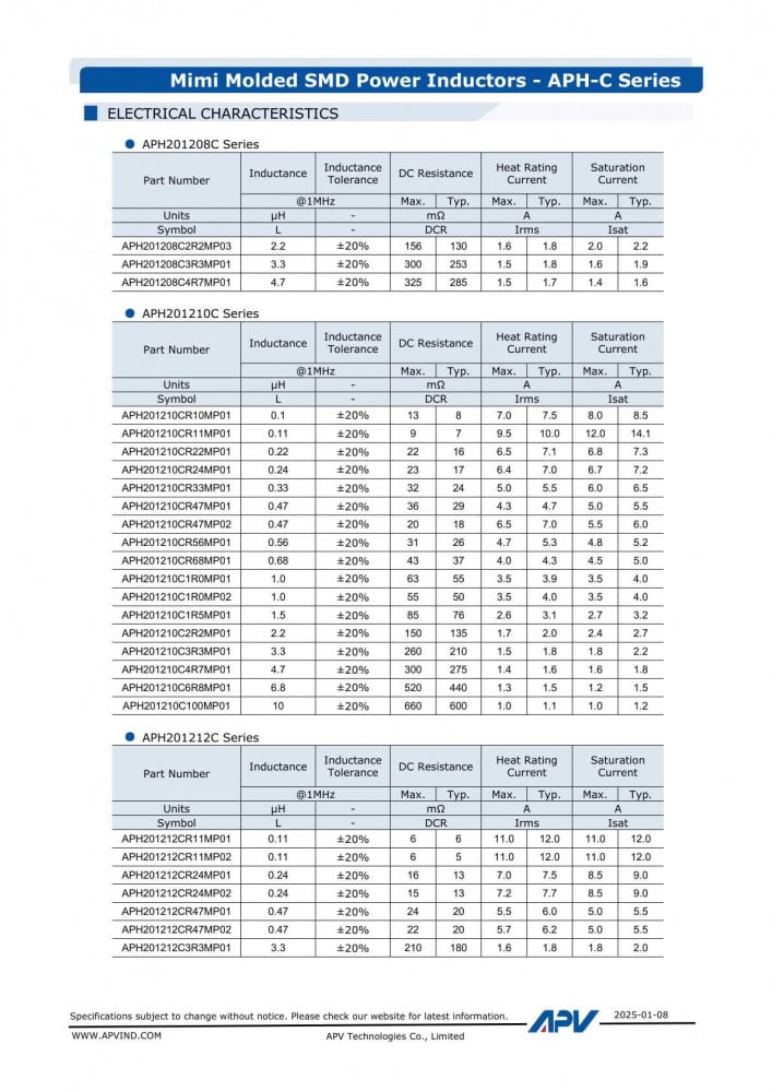 APV APH-C datasheet page 5