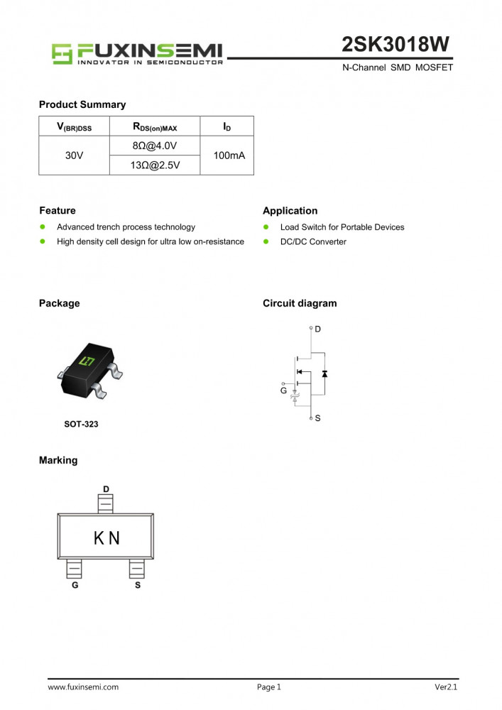 2SK3018W datasheet page 1