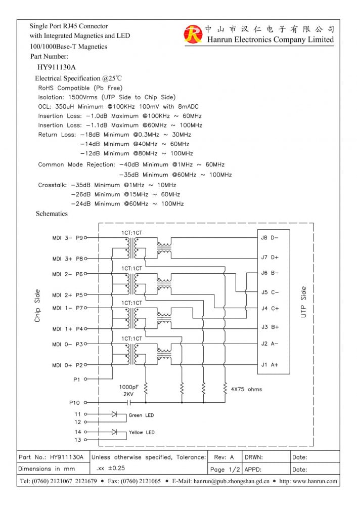 HANRUN HY911130A datasheet page 1