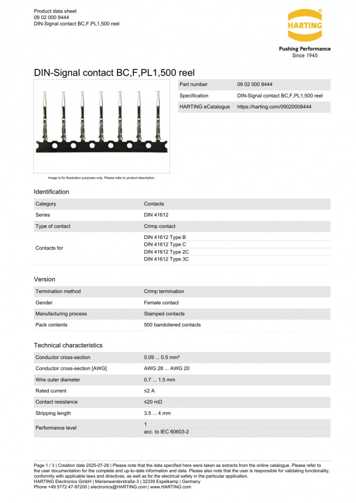HARTING 09020008444 technical document page 1
