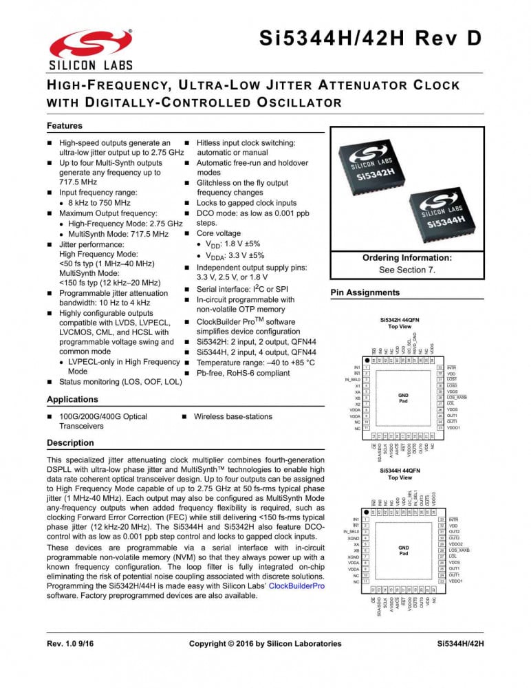 SI5342H datasheet page 1
