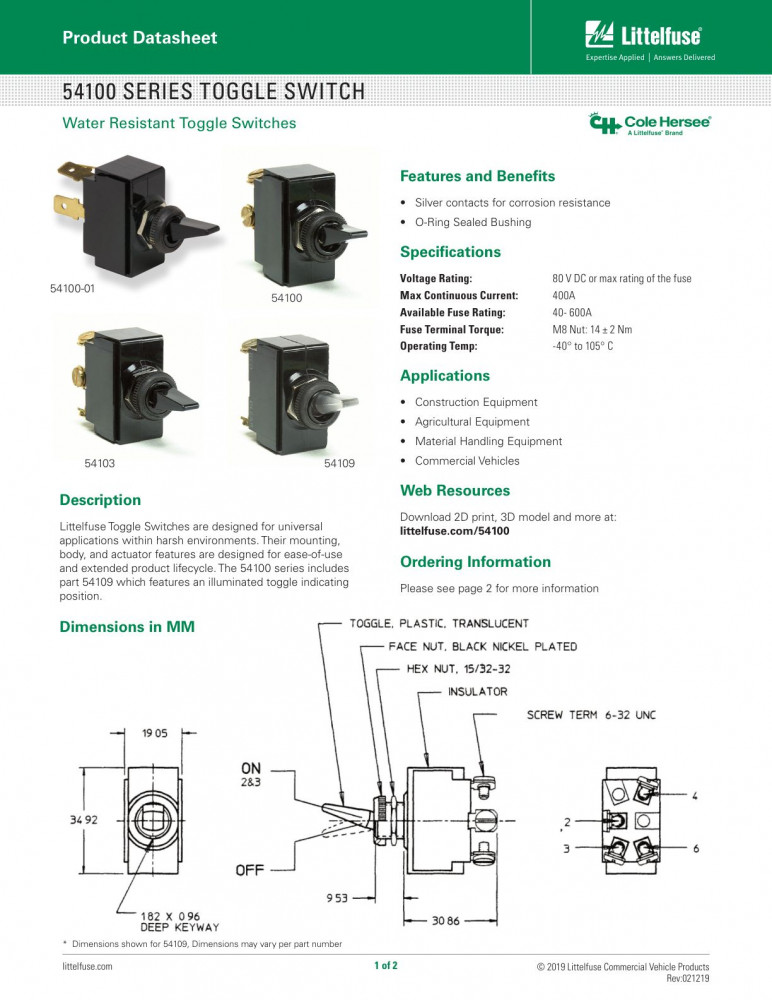 Littelfuse 54100 series product document page 1