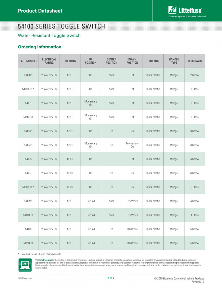 Littelfuse 54100 series product document page 2