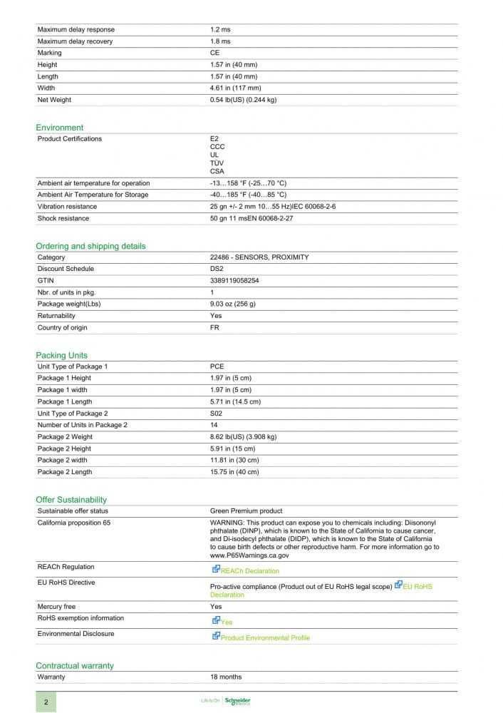 XS8C4A1PCP20 technical document page 2