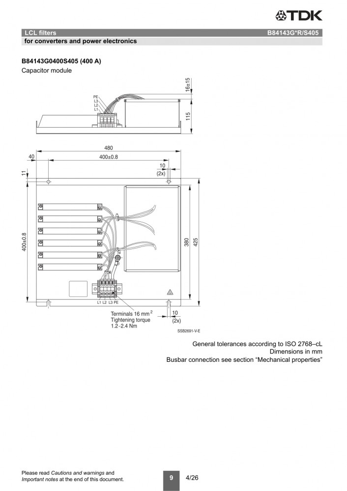 TDK-Lambda LCL filter datasheet, page 9