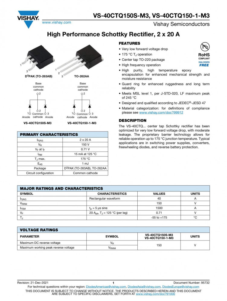 VS-40CTQ150 datasheet page 1