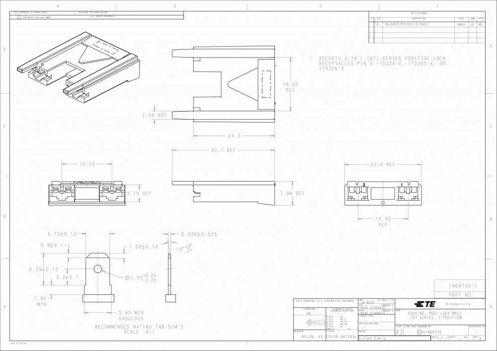 TE Connectivity 1969735-1 controlled product drawing