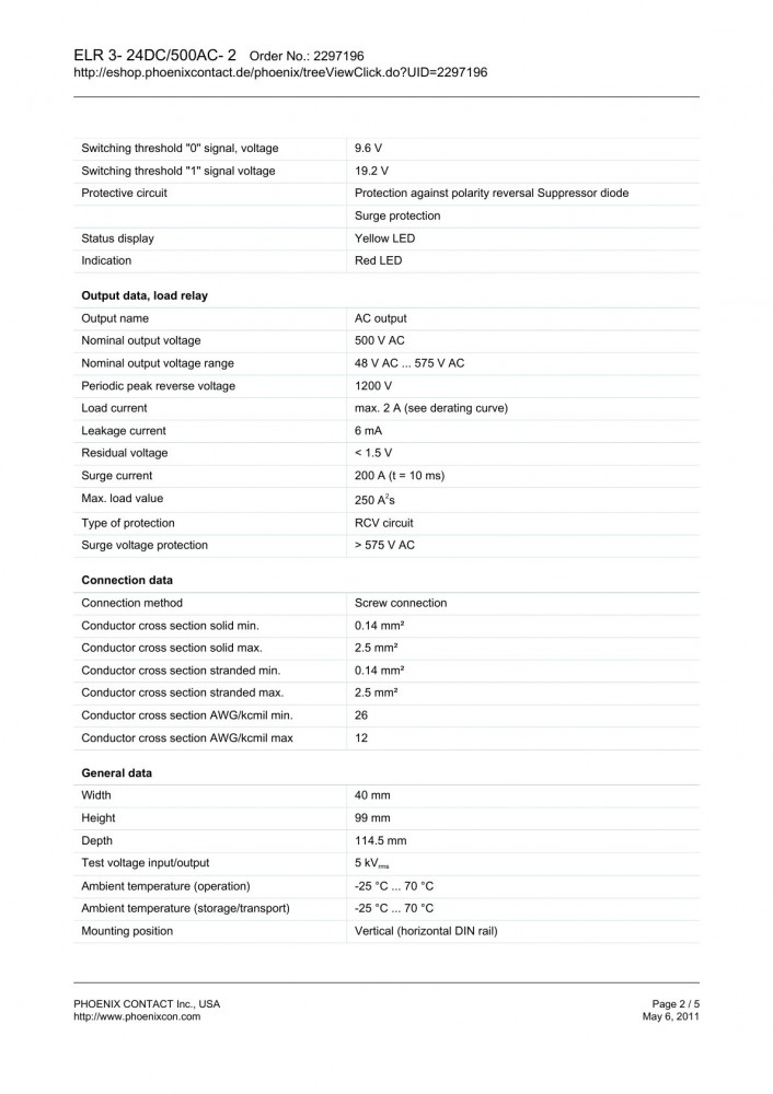 Phoenix Contact 2297196 technical document page 2