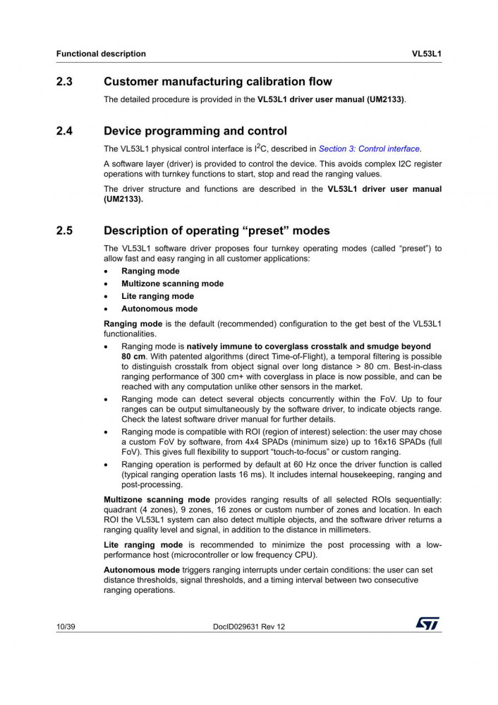 VL53L1CBV0FY/1 technical document page 10