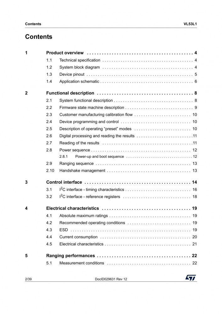 VL53L1CBV0FY/1 technical document page 2