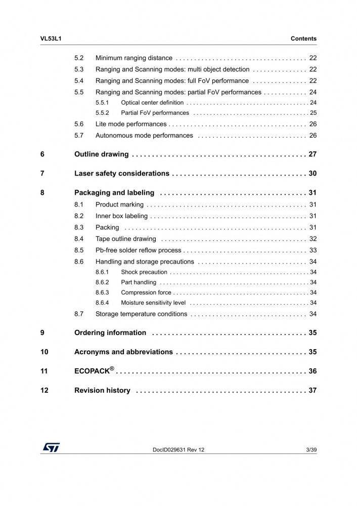 VL53L1CBV0FY/1 technical document page 3