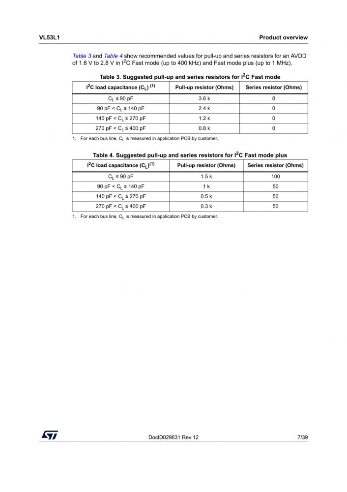 VL53L1CBV0FY/1 technical document page 7