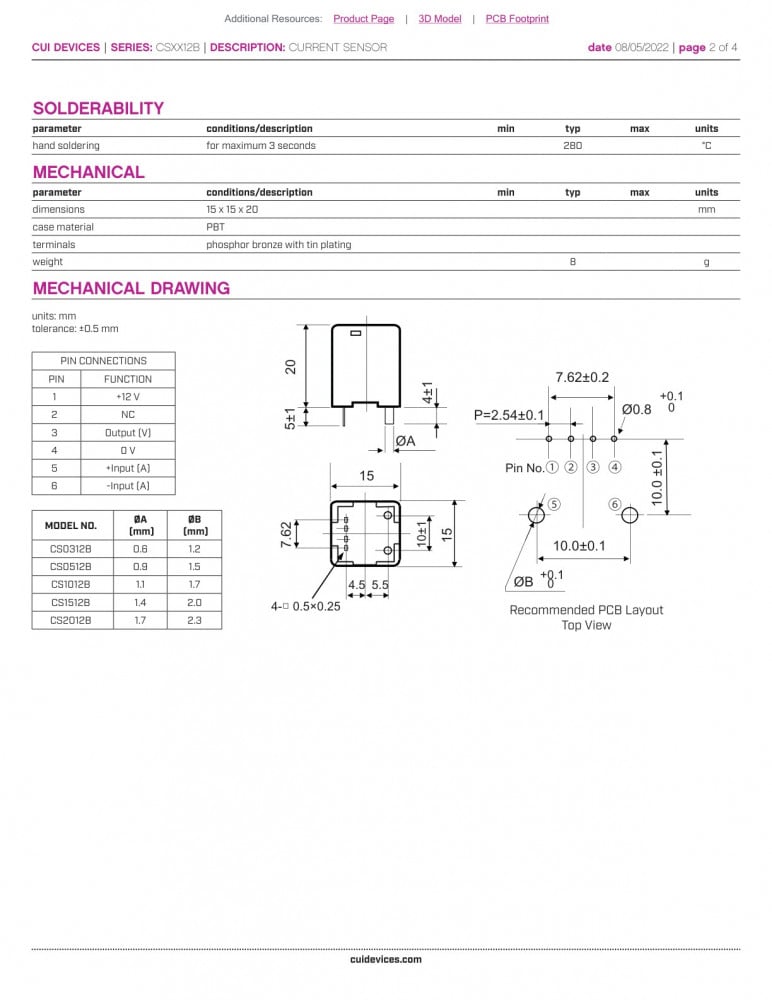 CS0312B datasheet page 2