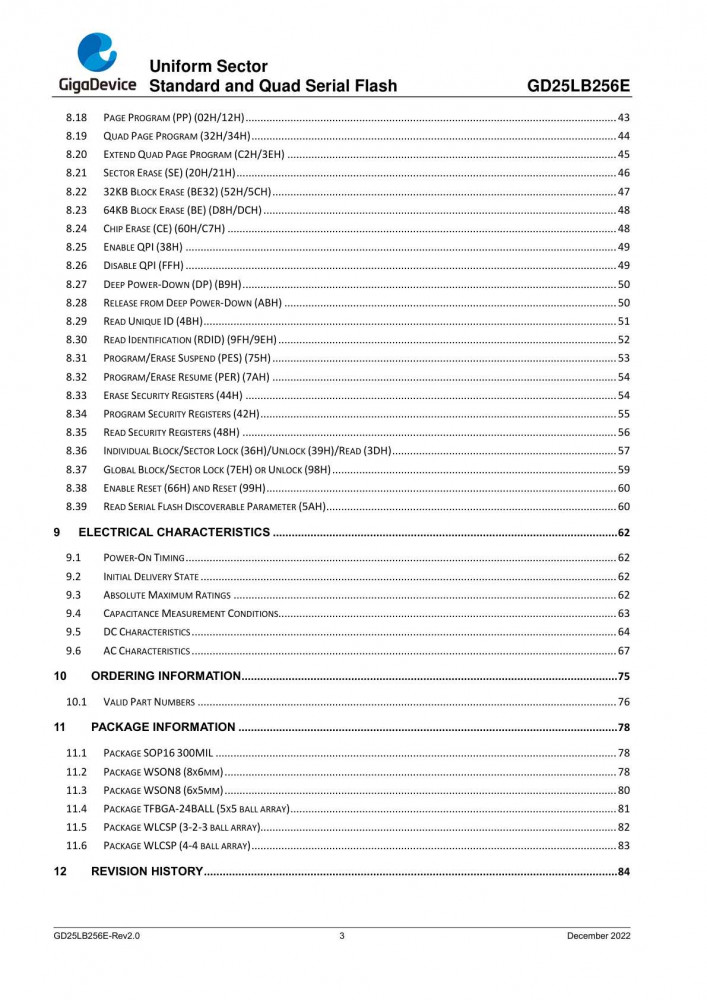 GD25LB256E datasheet page 3
