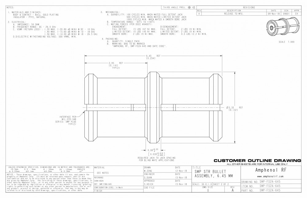 Amphenol SMP-FS2A-645 technical drawing