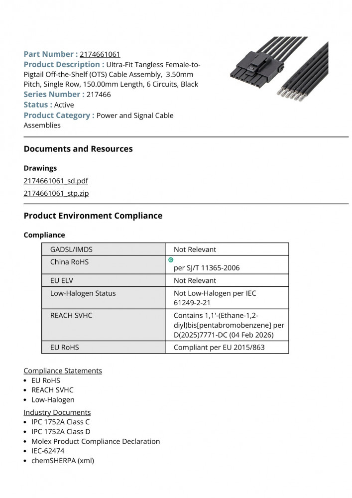 MOLEX 2174661061 product drawing page 1
