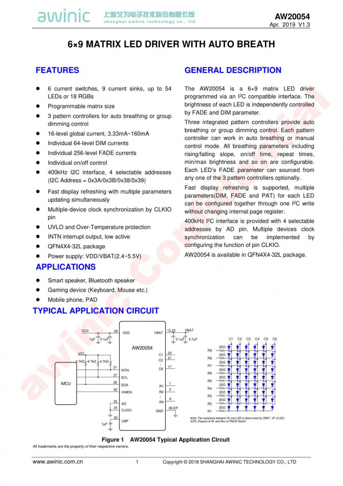 AW20054QNR datasheet page 1