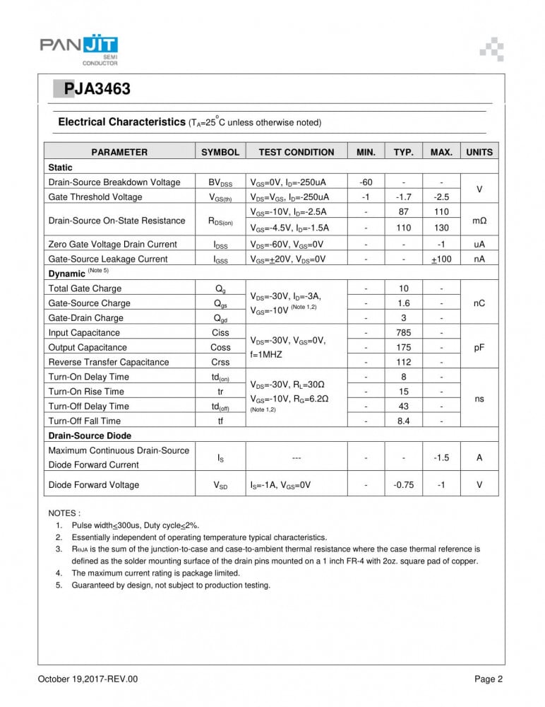 PJA3463 datasheet page 2