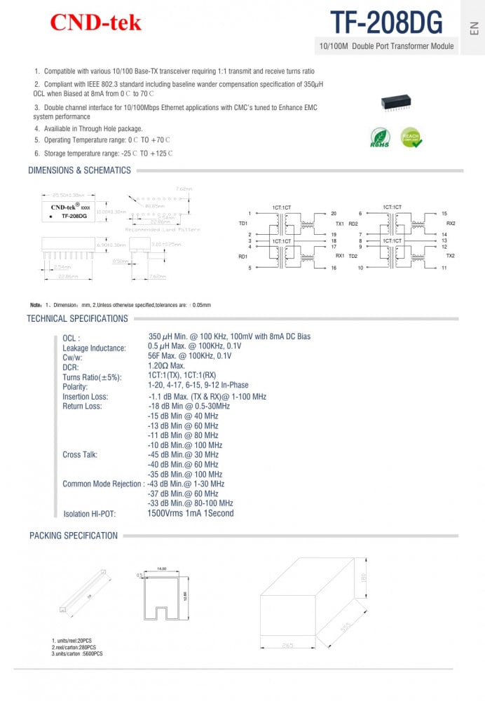 TF-208DG technical document page 1