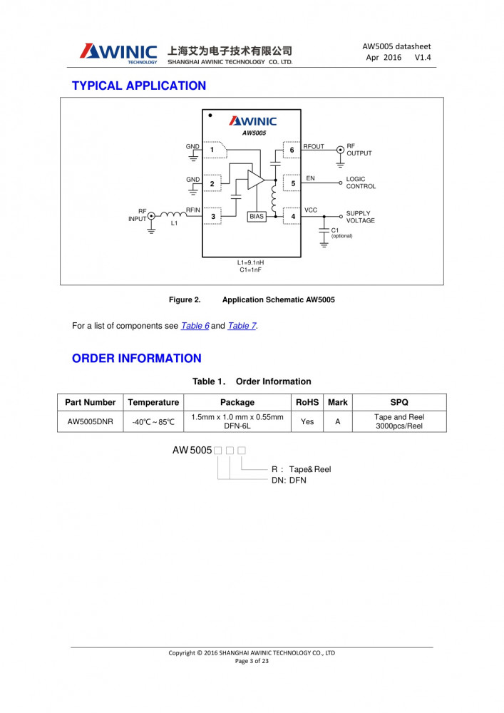 AW5005DNR technical document page 3